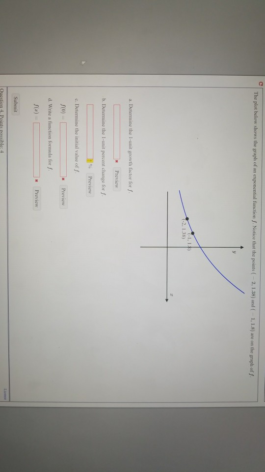 Solved The plot below shows the graph of an exponential | Chegg.com