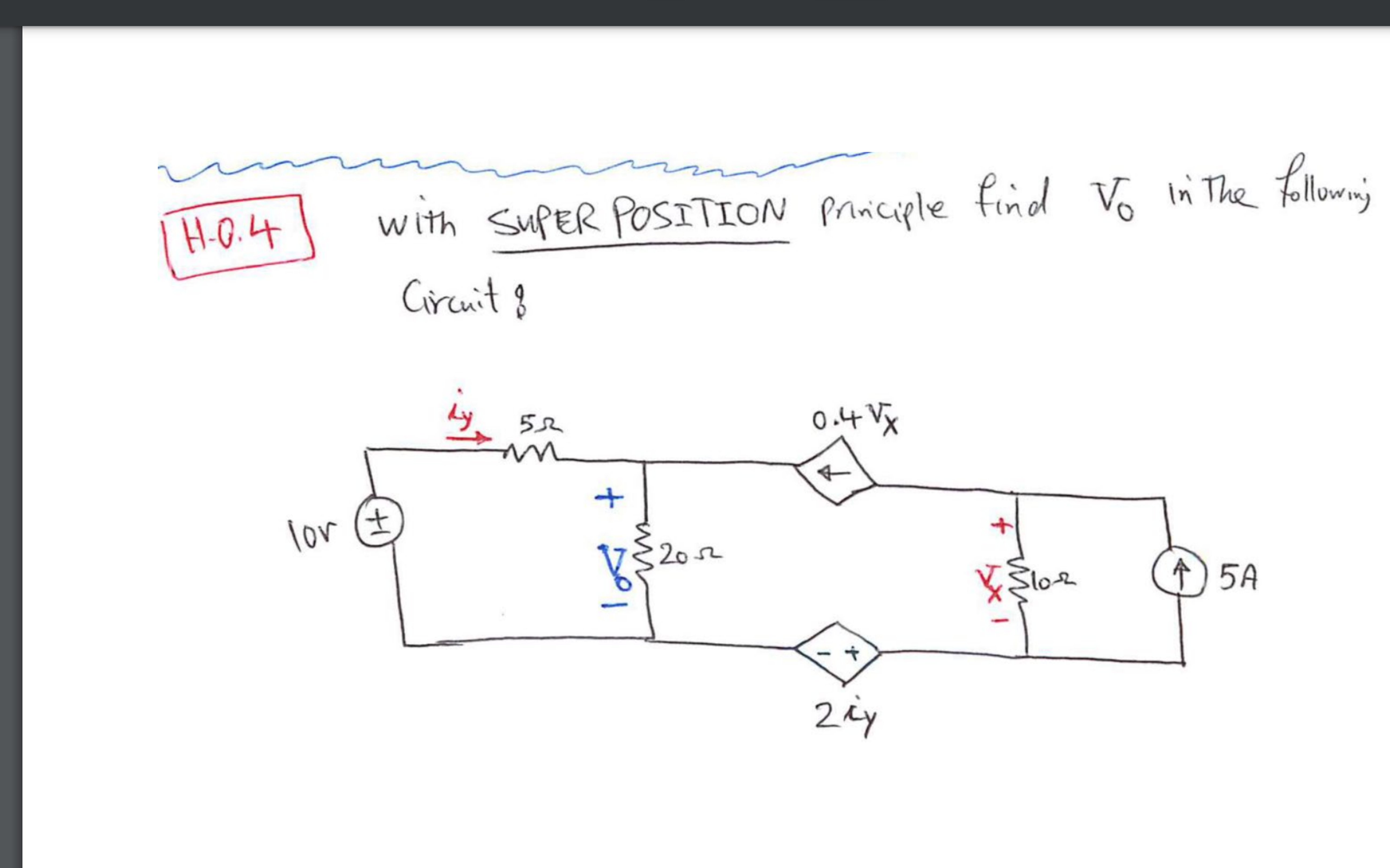 Solved 1. ﻿With the superposition priciple find V0 in ﻿the | Chegg.com