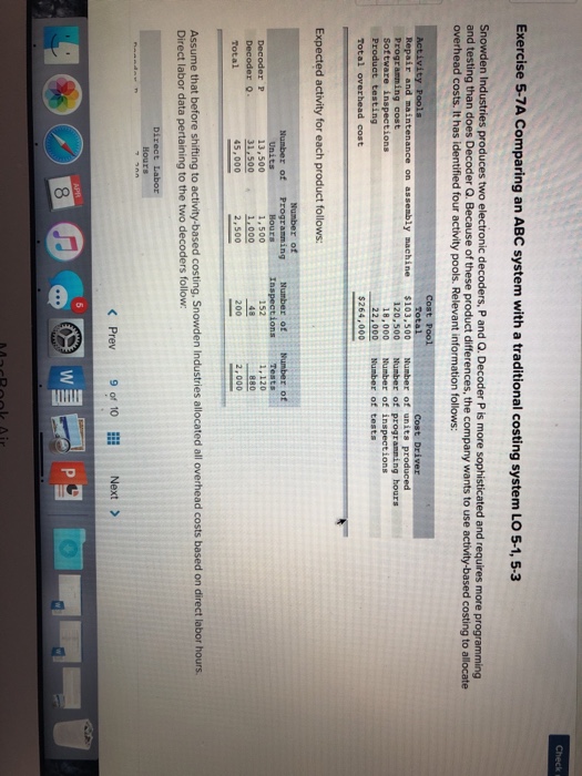 Solved Exercise 5-7A Comparing an ABC system with a | Chegg.com