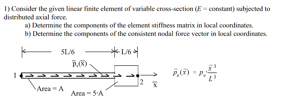 Solved 1) Consider the given linear finite element of | Chegg.com