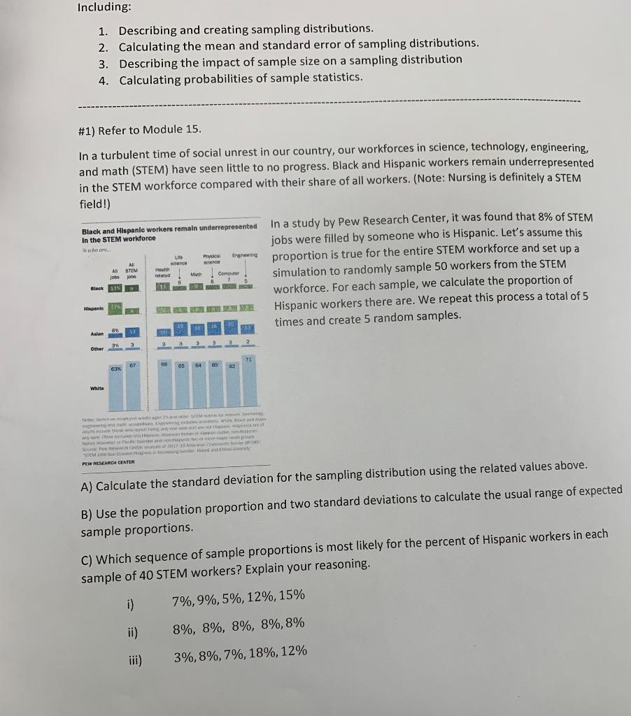 Including: 1. Describing and creating sampling | Chegg.com