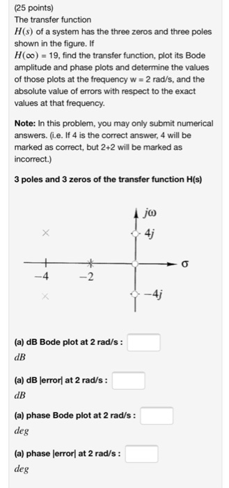 Solved (25 points) The transfer function H(s) of a system | Chegg.com