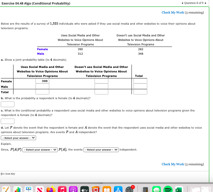 Solved Exercise 04.48 Algo (Conditional Probability) | Chegg.com