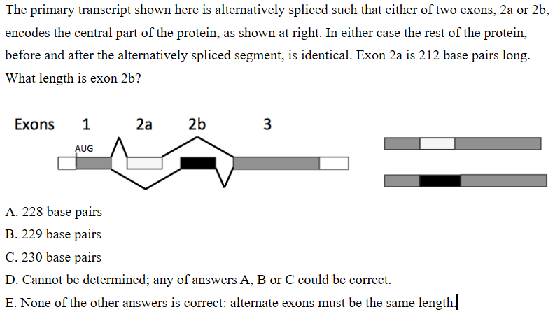 Solved The primary transcript shown here is alternatively | Chegg.com
