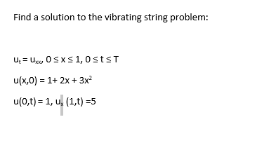 Solved Find a solution to the vibrating string problem: U = | Chegg.com