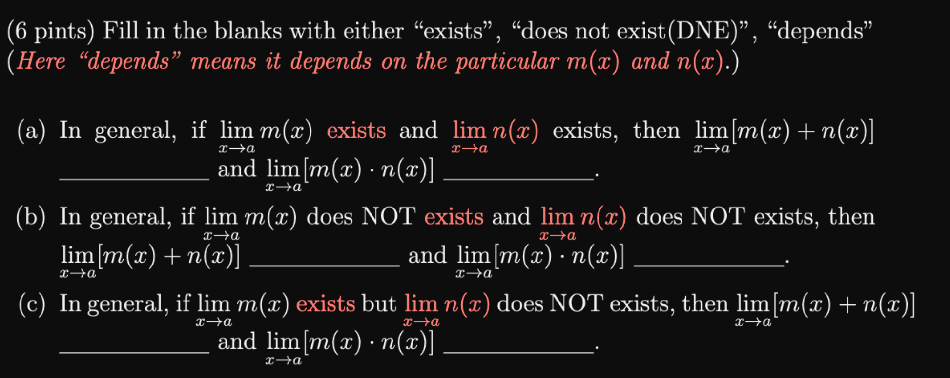 Solved (6 pints) Fill in the blanks with either "exists", | Chegg.com