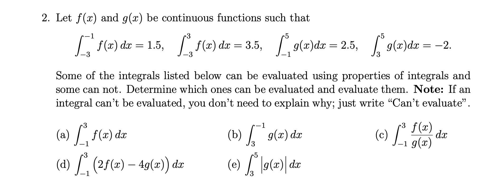 Solved 2. Let f(x) and g(x) be continuous functions such | Chegg.com