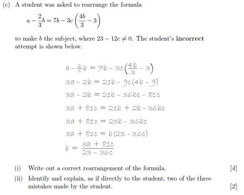 Solved (c) A student was asked to rearrange the formula 2 46 | Chegg.com