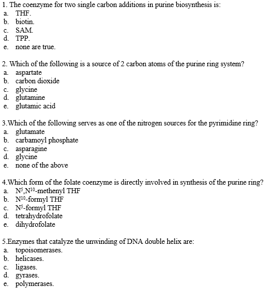 Solved 1. The coenzyme for two single carbon additions in | Chegg.com Solved 1. The coenzyme for two single carbon additions in | Chegg.com