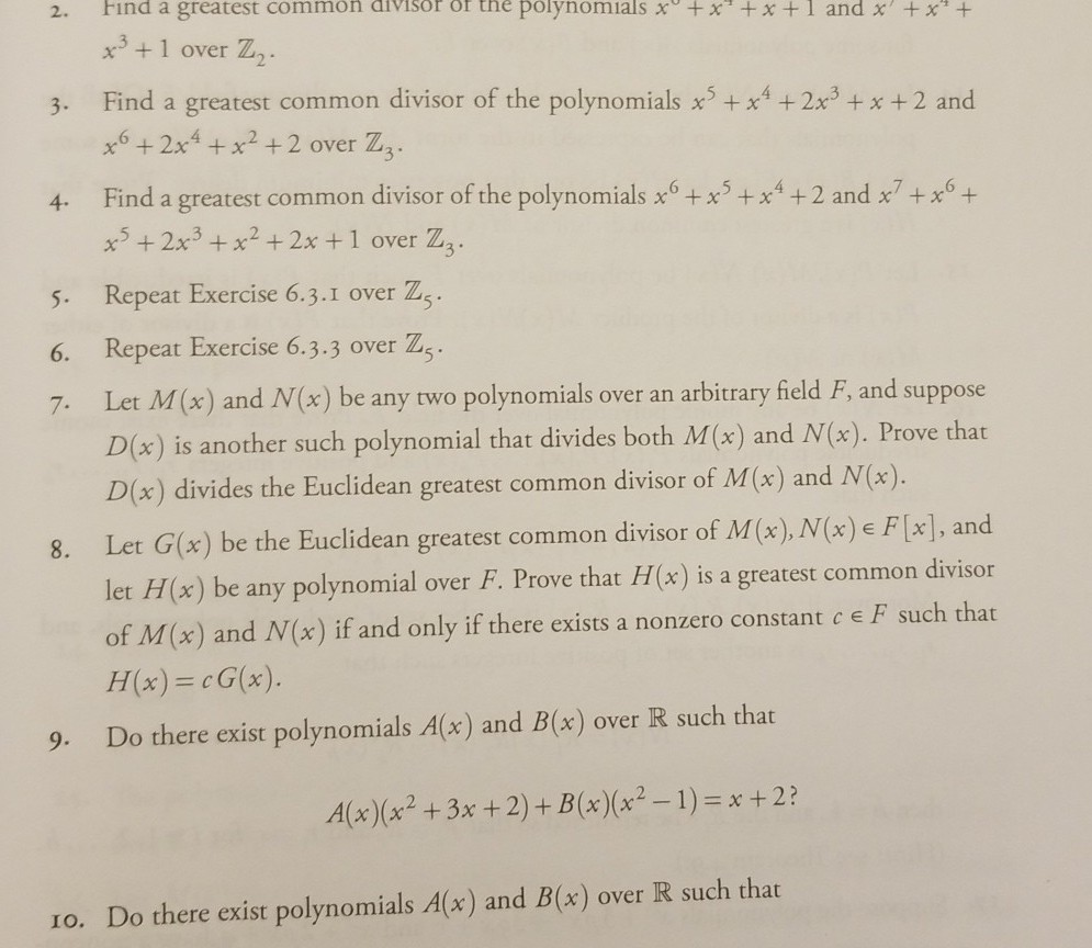 Solved 2. Find a greatest common divisor of the polynomials | Chegg.com