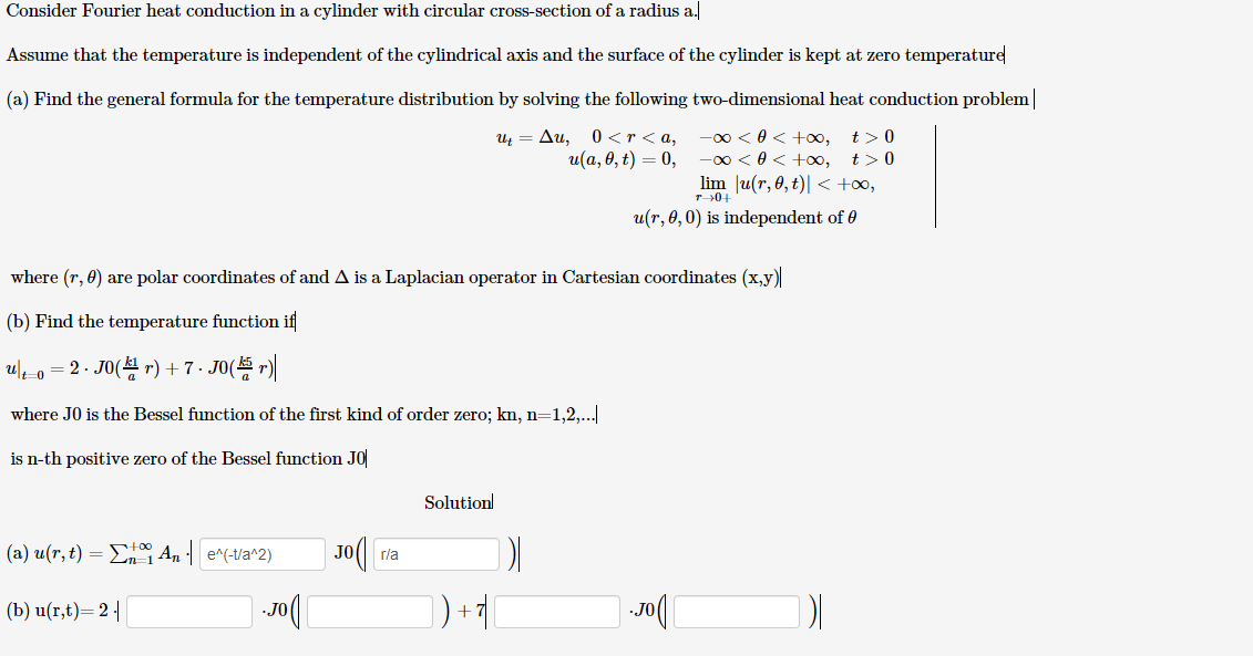 Solved Consider Fourier heat conduction in a cylinder with | Chegg.com