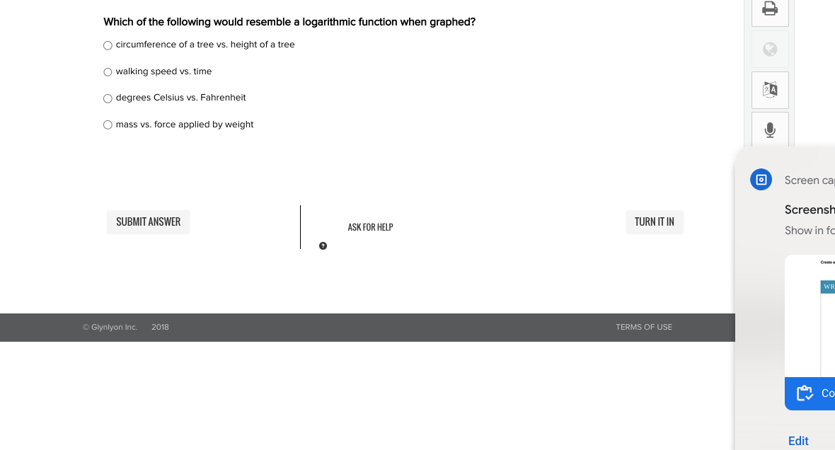Solved Which of the following would resemble a logarithmic | Chegg.com