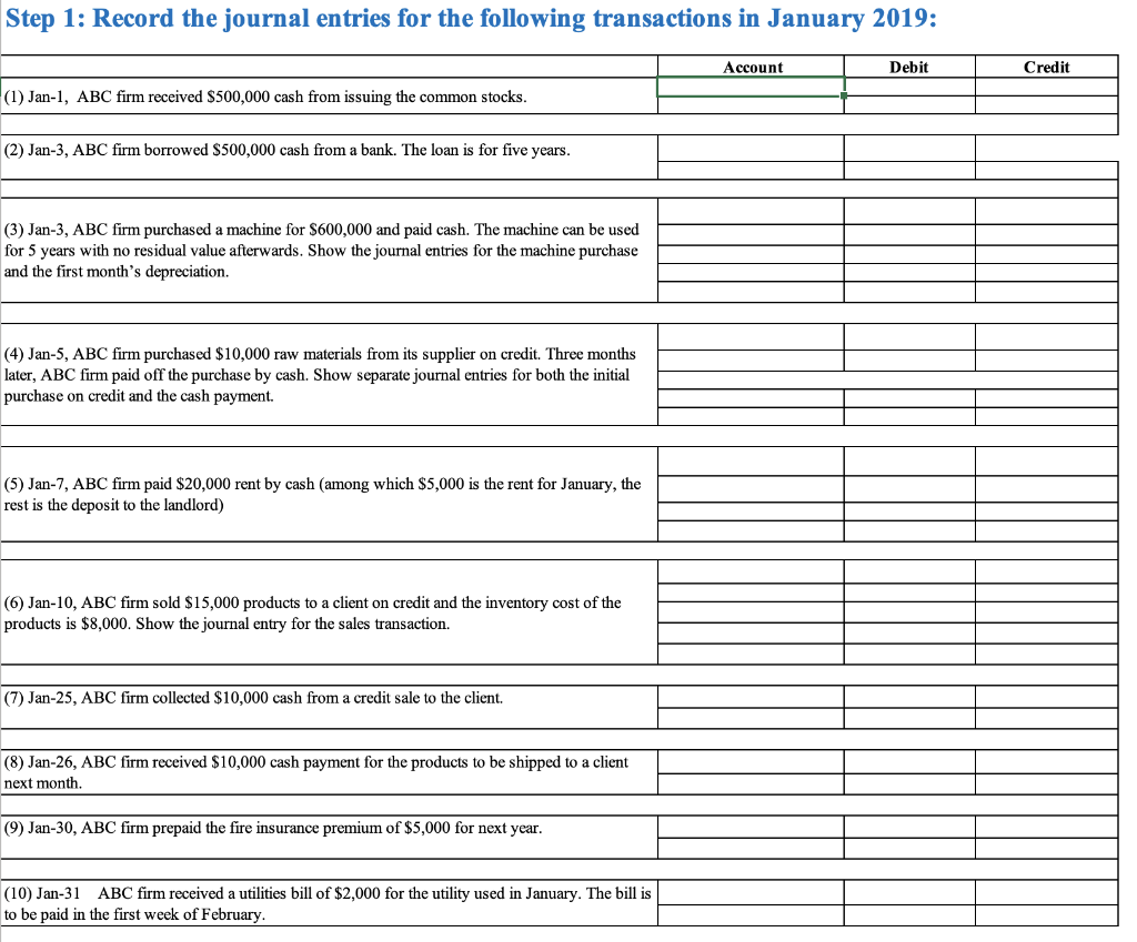 Solved Step 1: Record the journal entries for the following | Chegg.com