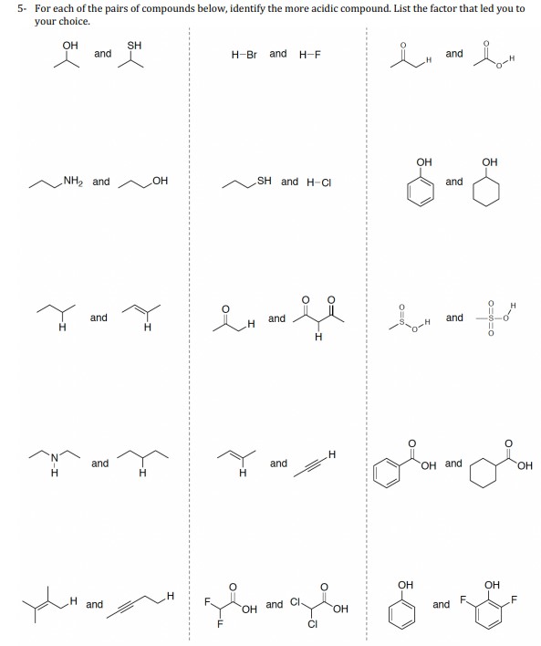 5- For each of the pairs of compounds below, identify | Chegg.com