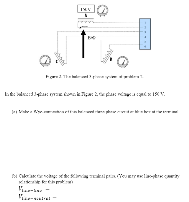 Solved 150V 0 A Β/Φ 1 Figure 2. The balanced 3-phase system | Chegg.com
