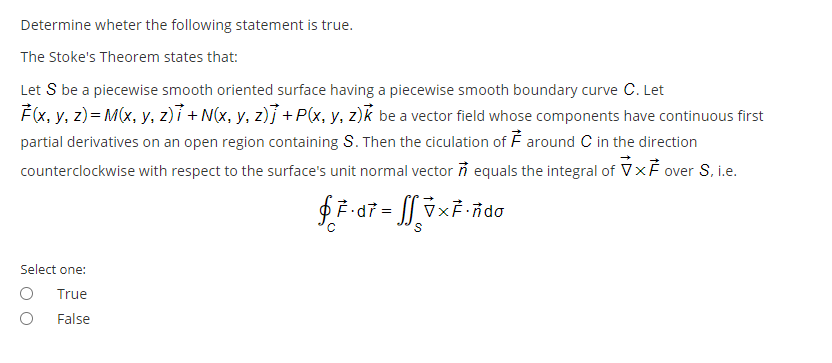 Solved Determine wheter the following statement is true. The | Chegg.com