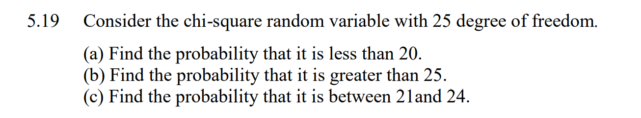 Solved 5 19 Consider The Chi Square Random Variable With 25