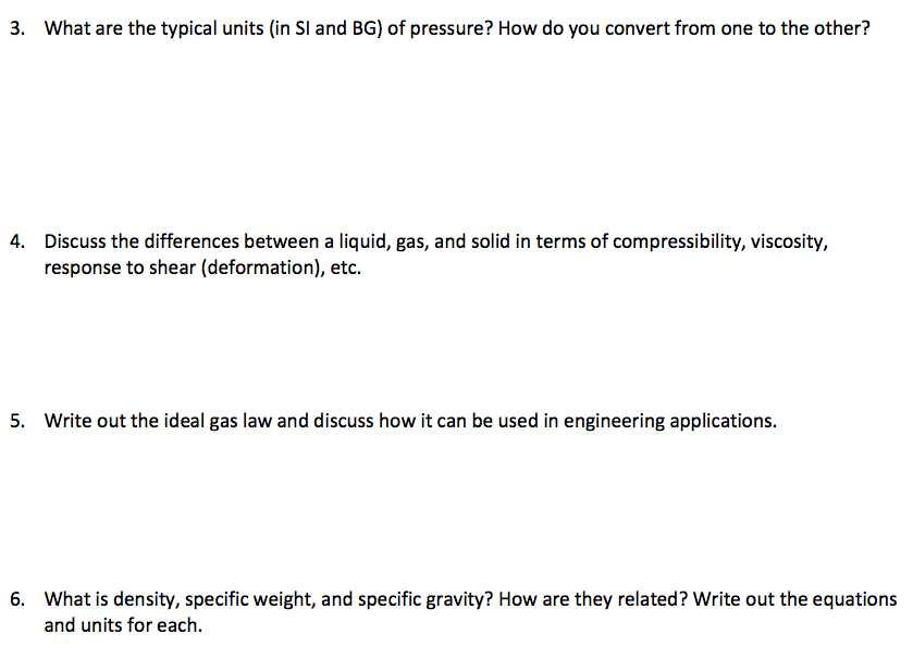 Solved 3. What are the typical units (in SI and BG) of | Chegg.com
