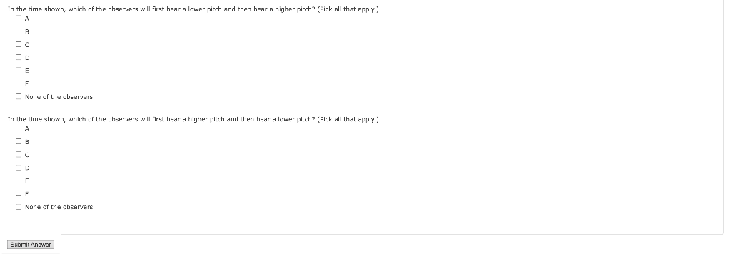Solved In the time shown, which of the observers will hear | Chegg.com