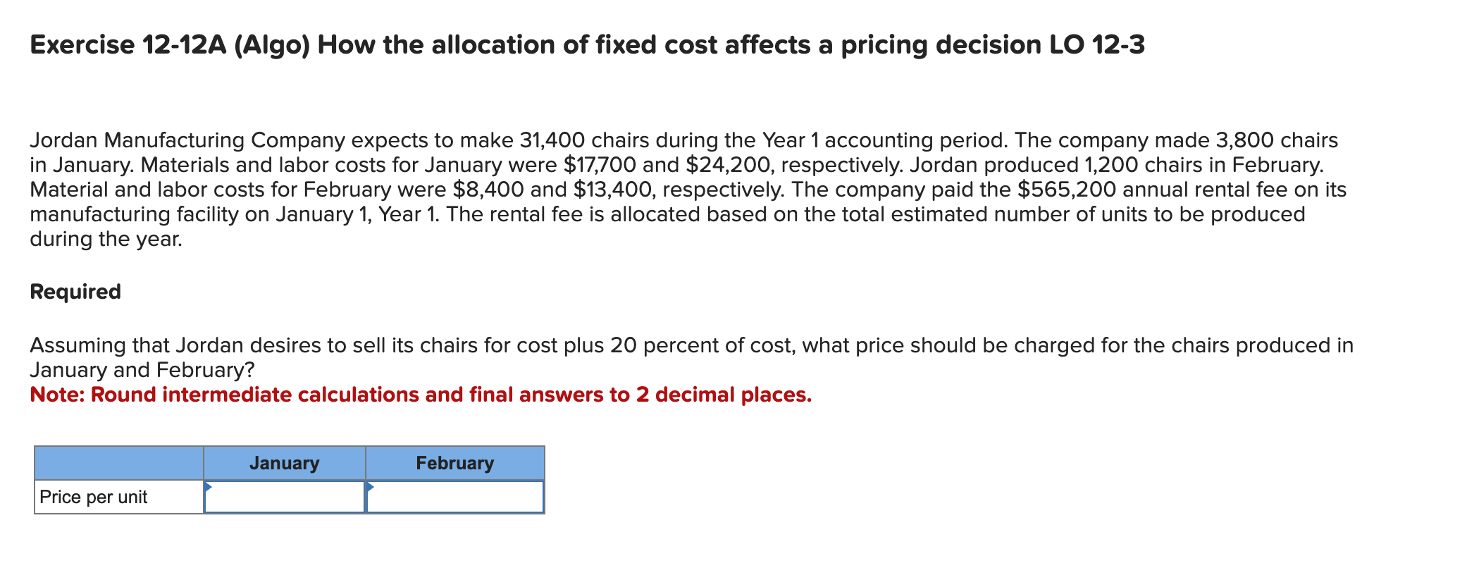 Solved Exercise 12-12A (Algo) ﻿How the allocation of fixed | Chegg.com