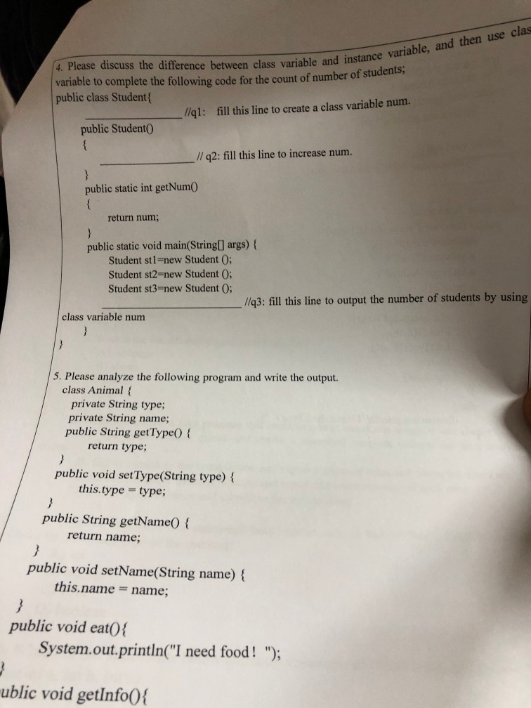 Solved ble and instance variable, and then use clas 4. | Chegg.com