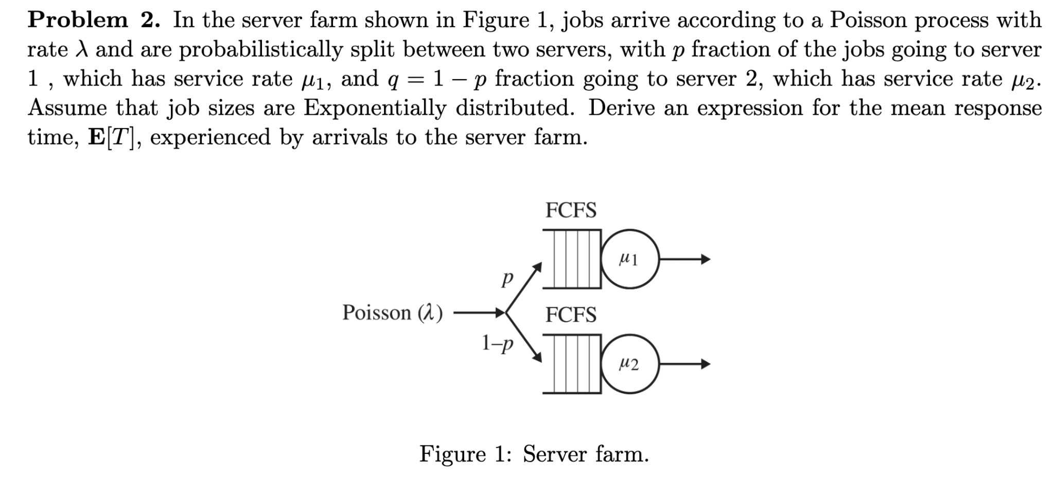 Solved Problem 2. In the server farm shown in Figure 1, jobs | Chegg.com