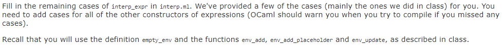 Solved Fill in the remaining cases of interp_expr in | Chegg.com