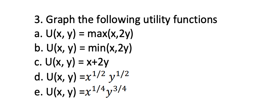 Solved 3. Graph the following utility functions a. | Chegg.com