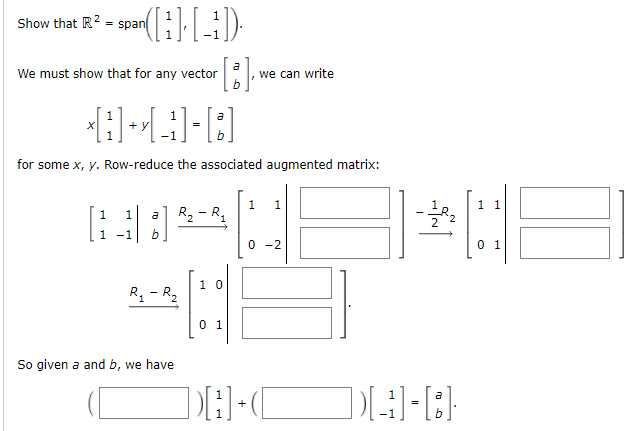 Solved Show that R2 = span = We must show that for any | Chegg.com