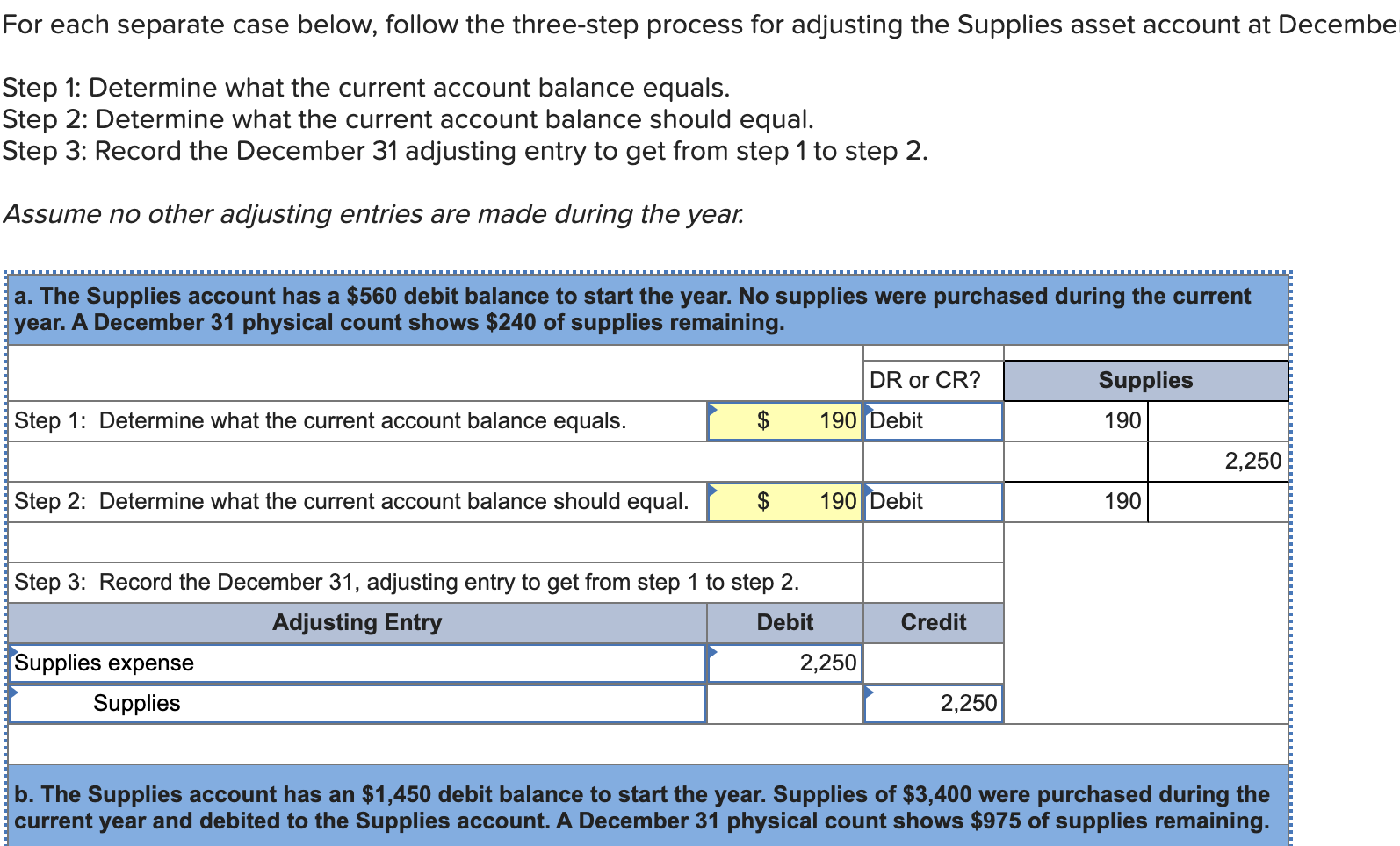 Solved For each separate case below, follow the three-step | Chegg.com