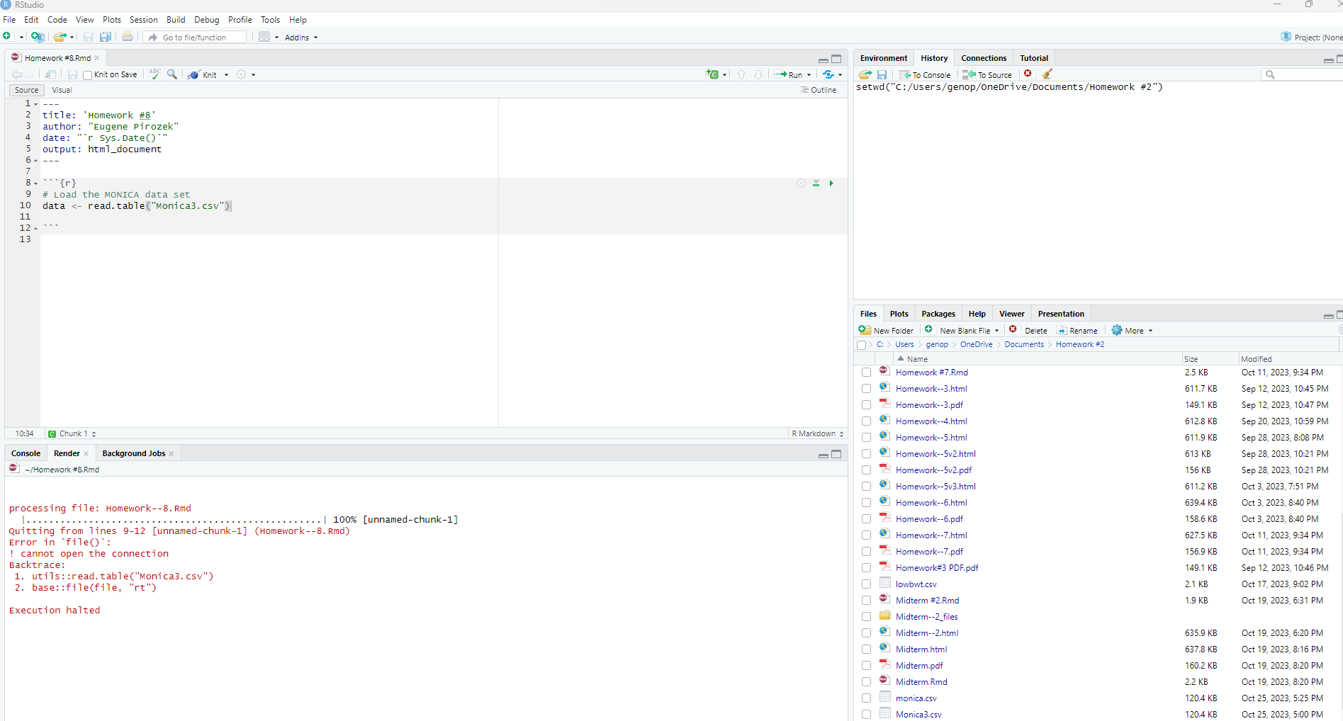 In RStudio, for some reason i can't get t;he csv file | Chegg.com