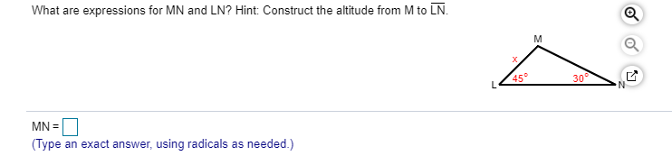 Solved What are expressions for MN and LN? Hint: Construct | Chegg.com