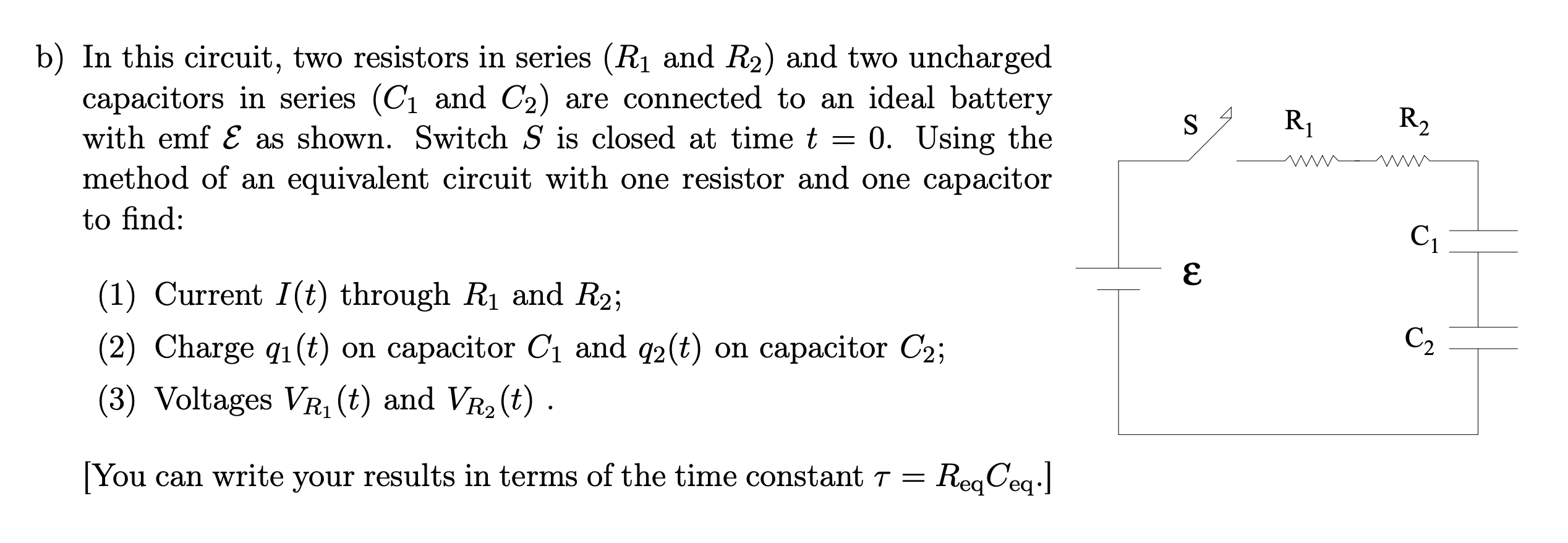 Solved S b) In this circuit, two resistors in series (R1 and | Chegg.com