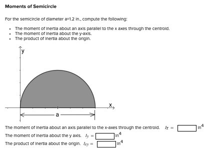 Solved Moments of Semicircle For the semicircle of dlameter | Chegg.com