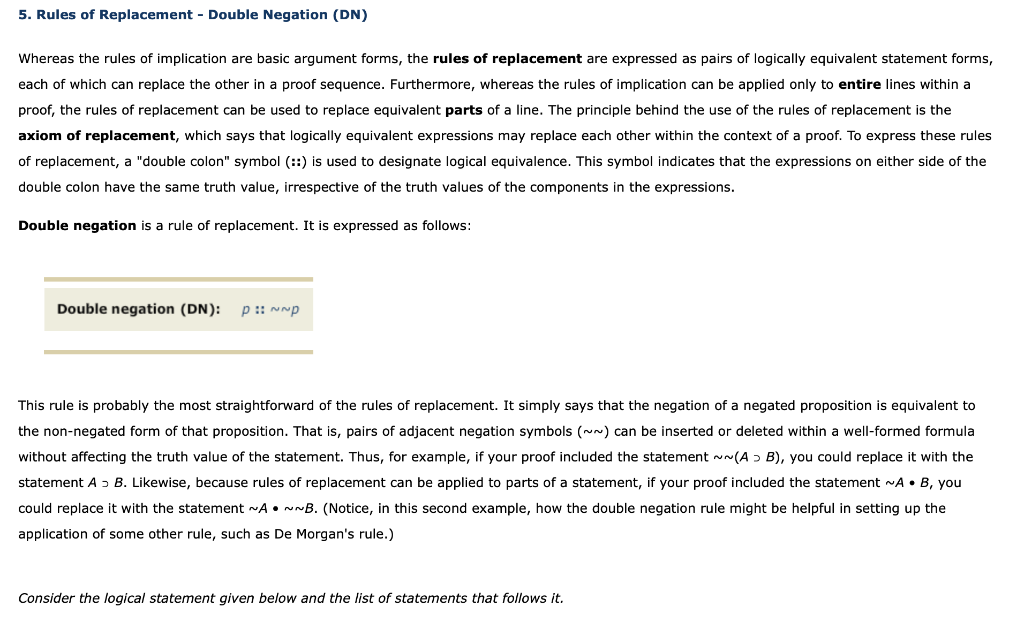 5. Rules of Replacement - Double Negation (DN) each | Chegg.com