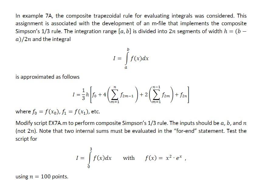 Solved In example 7A, the composite trapezoidal rule for | Chegg.com