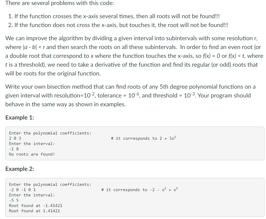 Solved Polynomial Roots: Bisection Method There is a | Chegg.com