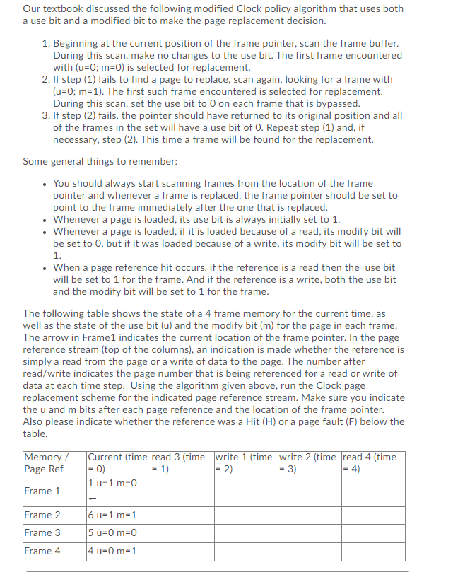Solved Our textbook discussed the following modified Clock | Chegg.com