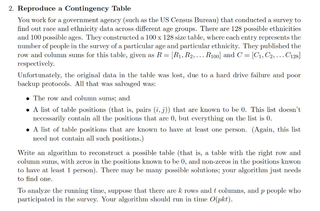 Solved Reproduce a Contingency Table You work for a | Chegg.com