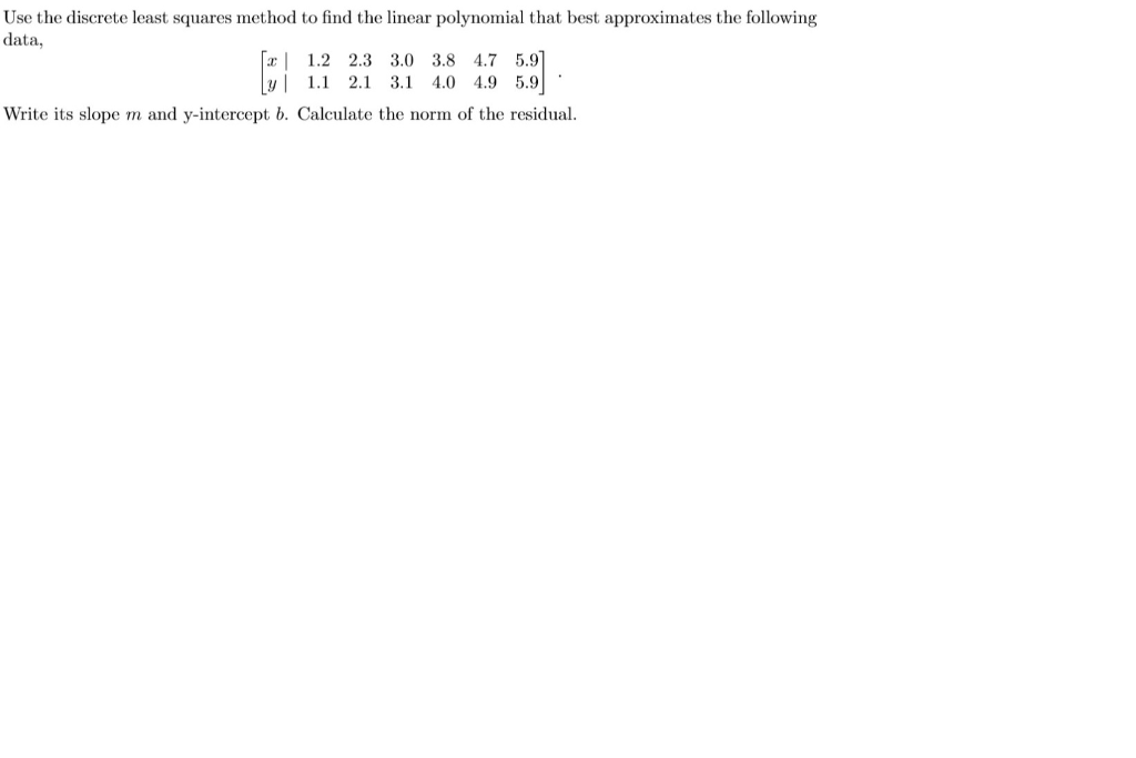 Use the discrete least squares method to find the | Chegg.com