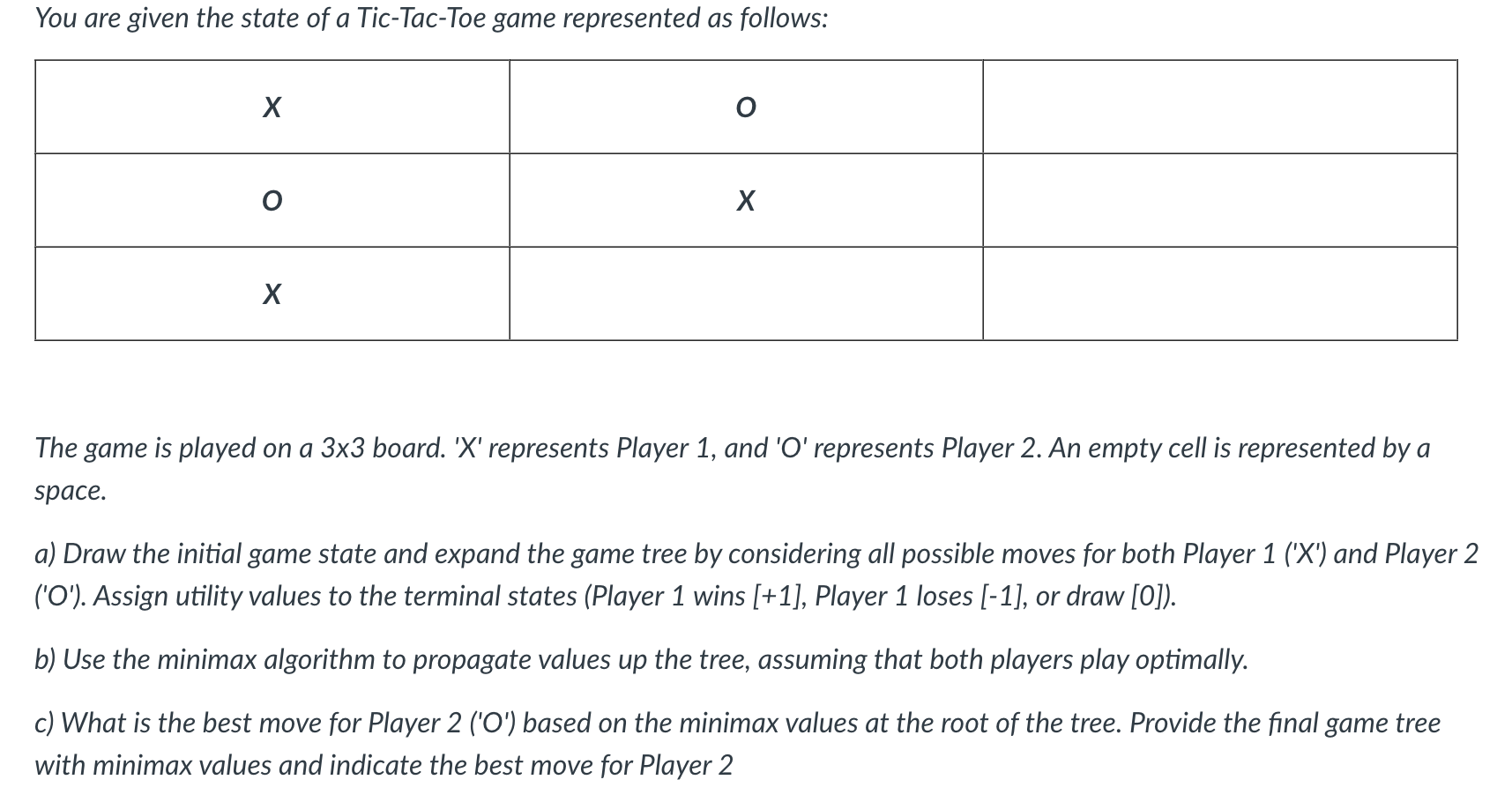 Solved You are given the state of a Tic-Tac-Toe game | Chegg.com