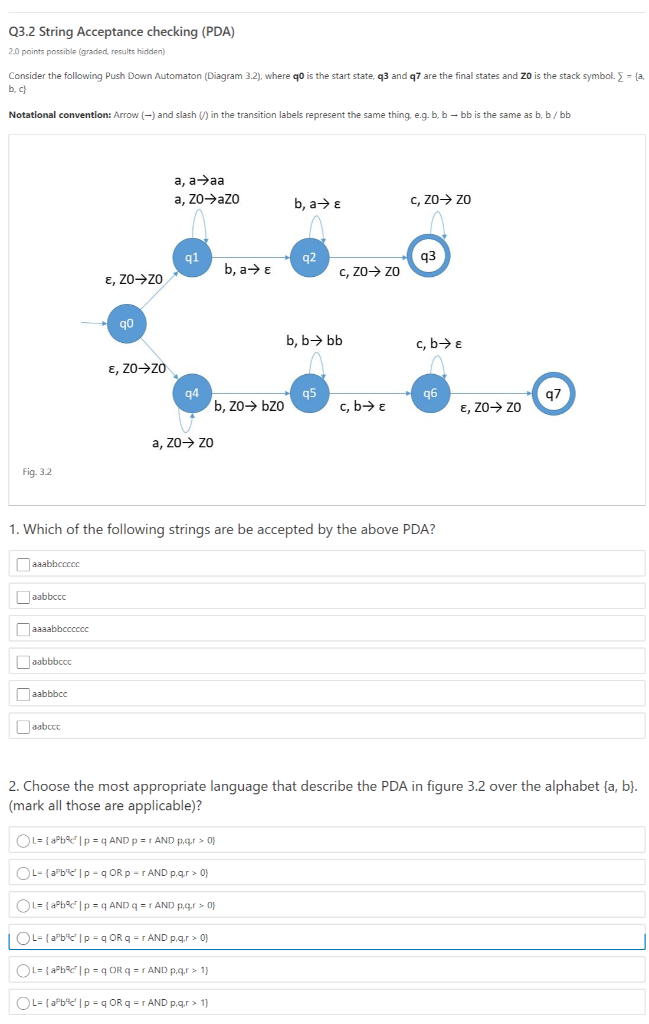 Solved Q3.2 String Acceptance checking (PDA) 2.0 points | Chegg.com