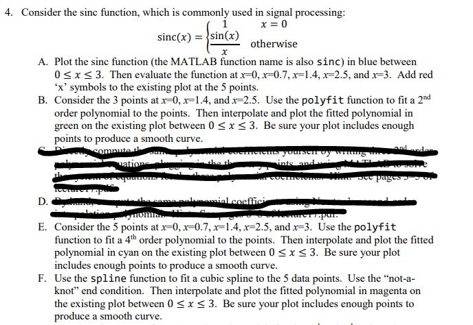4. Consider the sinc function, which is commonly used | Chegg.com