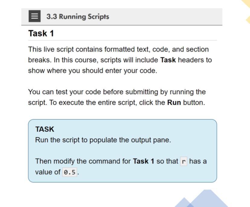 3.3 Running Scripts Task 1 This live script contains | Chegg.com