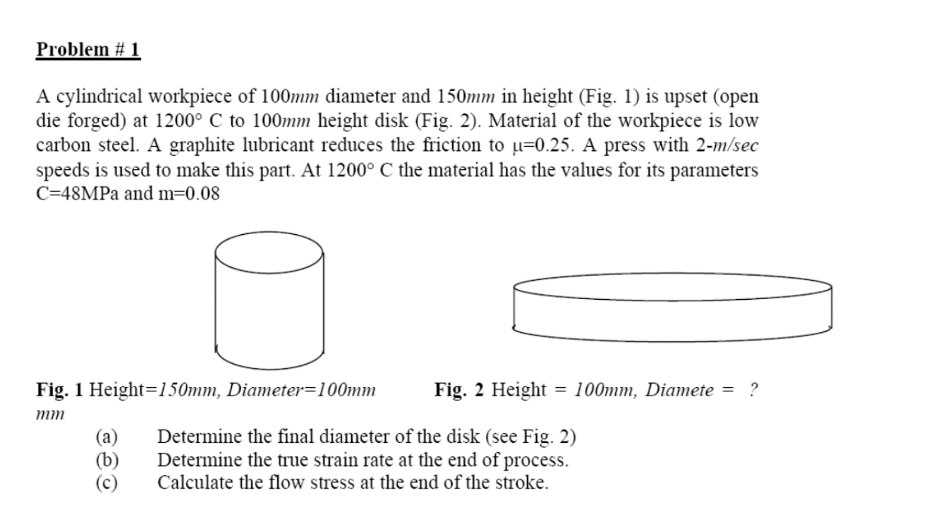 Solved Problem #1 A cylindrical workpiece of 100mm diameter | Chegg.com