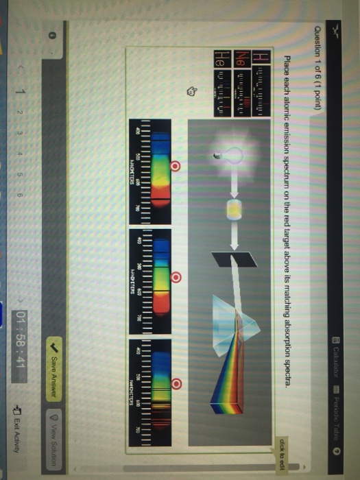 Solved Place each atomic emission spectrum on the red target | Chegg.com