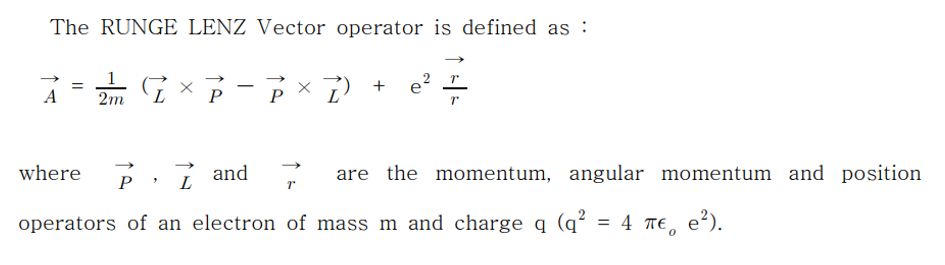 The RUNGE LENZ Vector operator is defined as : A 2m - | Chegg.com