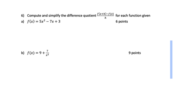 Solved 6) Compute and simplify the difference quotient | Chegg.com