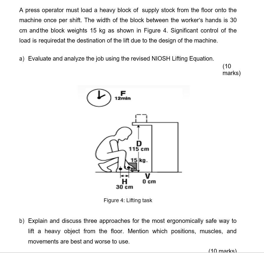 A press operator must load a heavy block of supply | Chegg.com