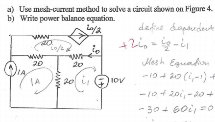 Solved a) Use mesh-current method to solve a circuit shown | Chegg.com